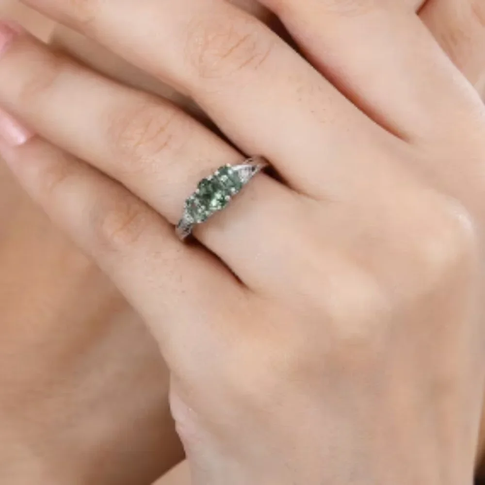 Jewelry | Andranomaro Green Apatite And White Zircon Trilogy Ring ...